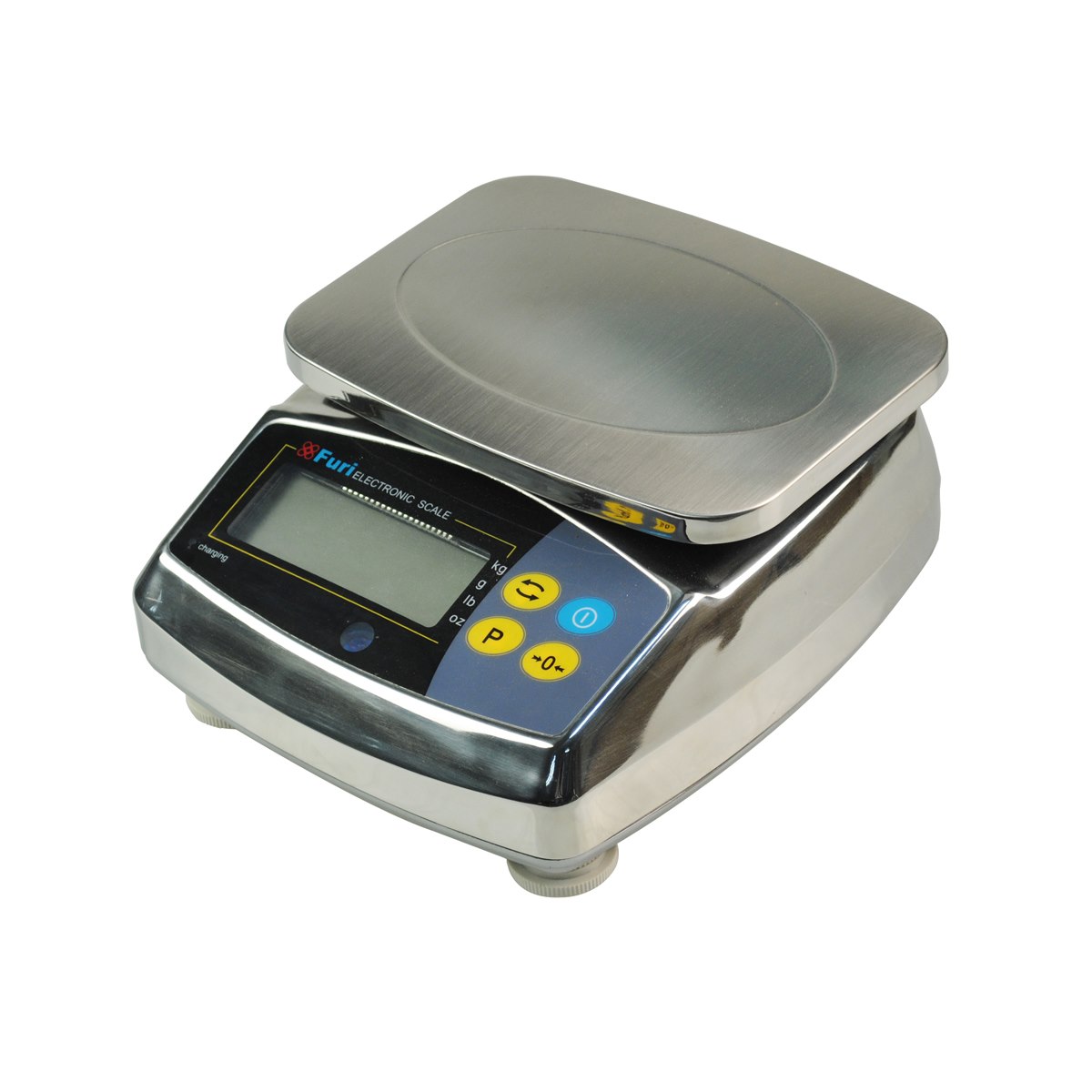 IP65, stainless upper housing and goods plate. Rechargeable battery.