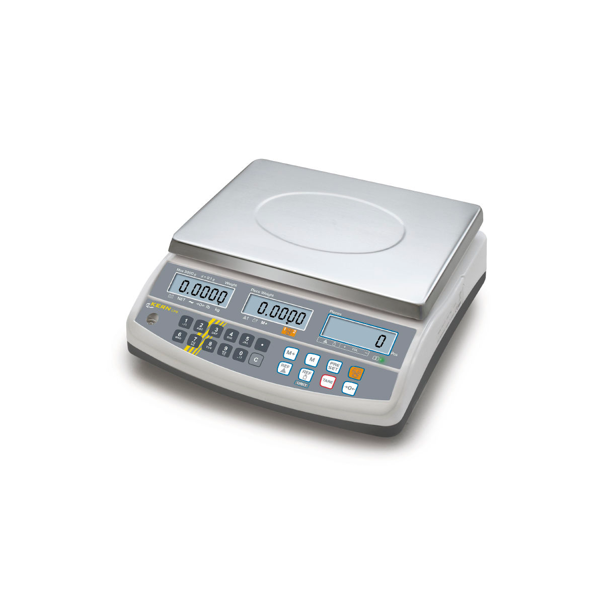 Quality high-resolution counting balance with 100 item memories.