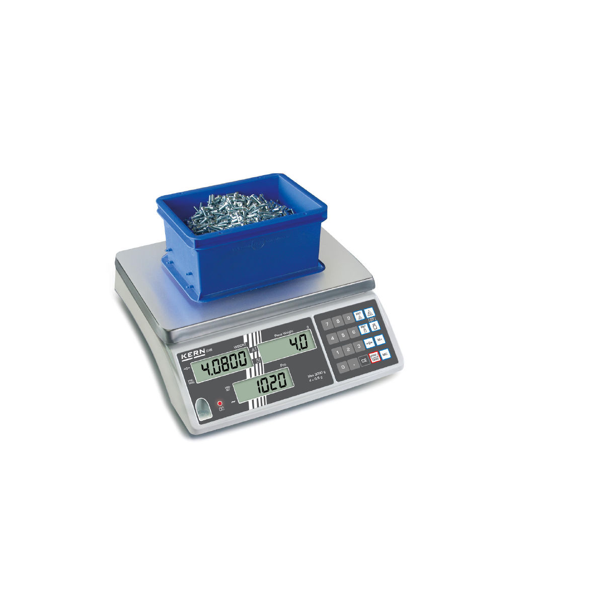 Numerical keypad and three displays allowing for fast programming.